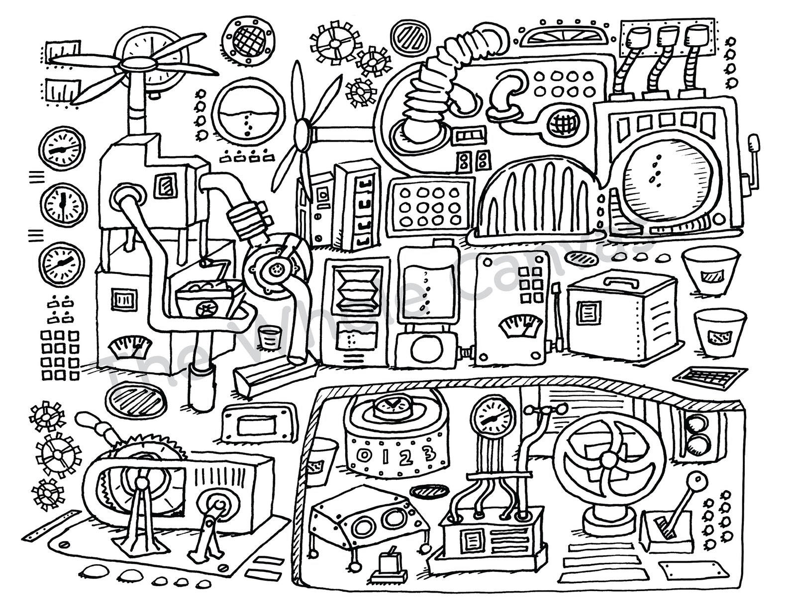 Machineworks Coloring Page industrial digital download kids | Etsy