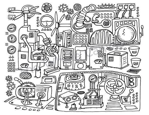 Industrial Machine Digital Download Coloring Page for Kids & | Etsy