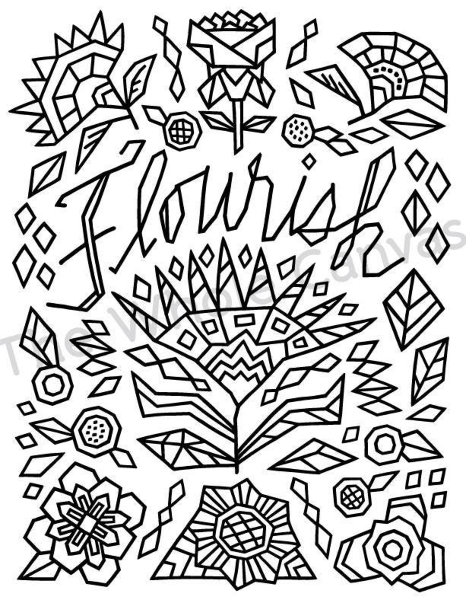 Flourish Coloring Page Downloadable Print for Wall Art and Motivation ...