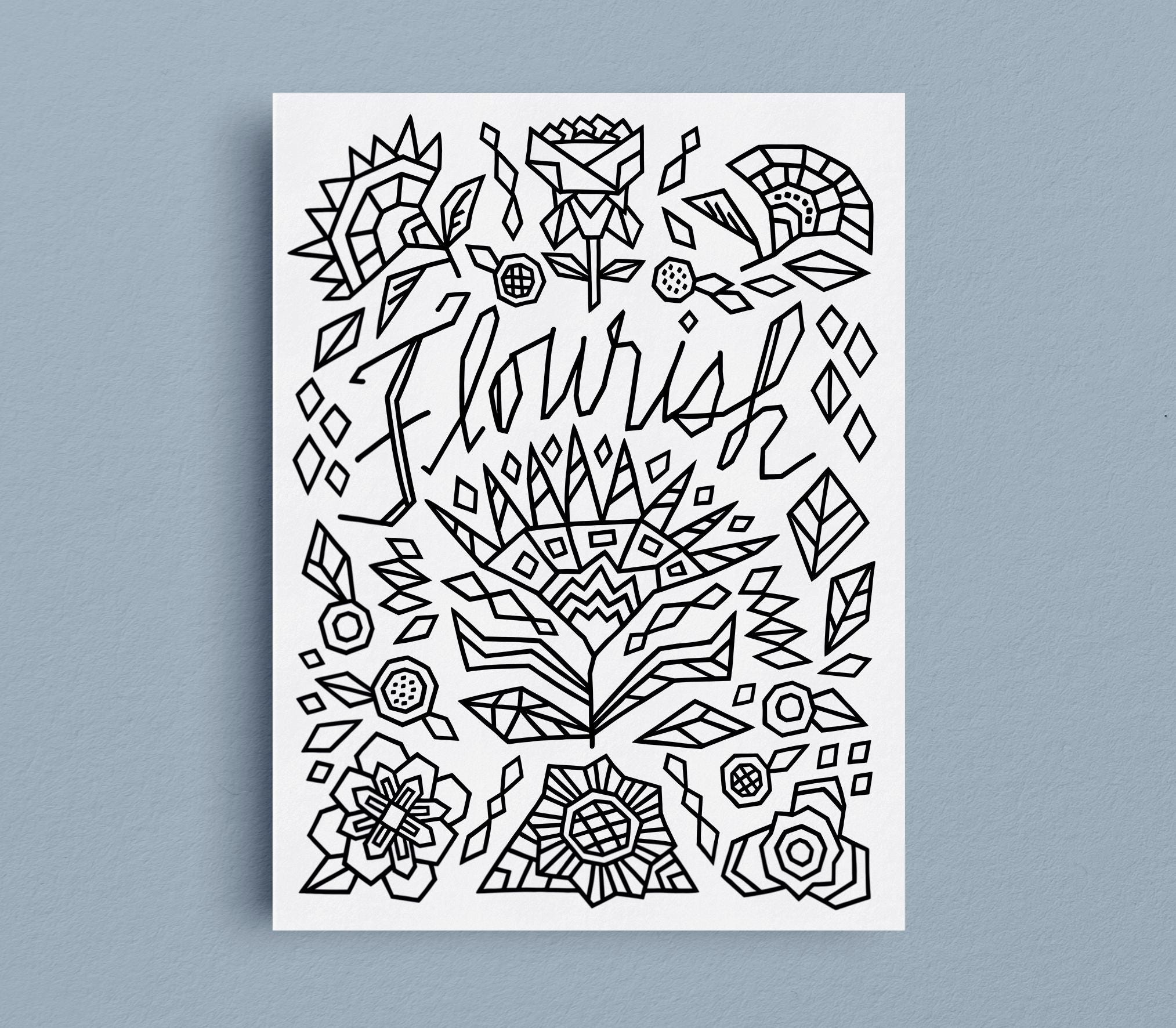 Flourish Coloring Page Downloadable Print for Wall Art and Motivation ...