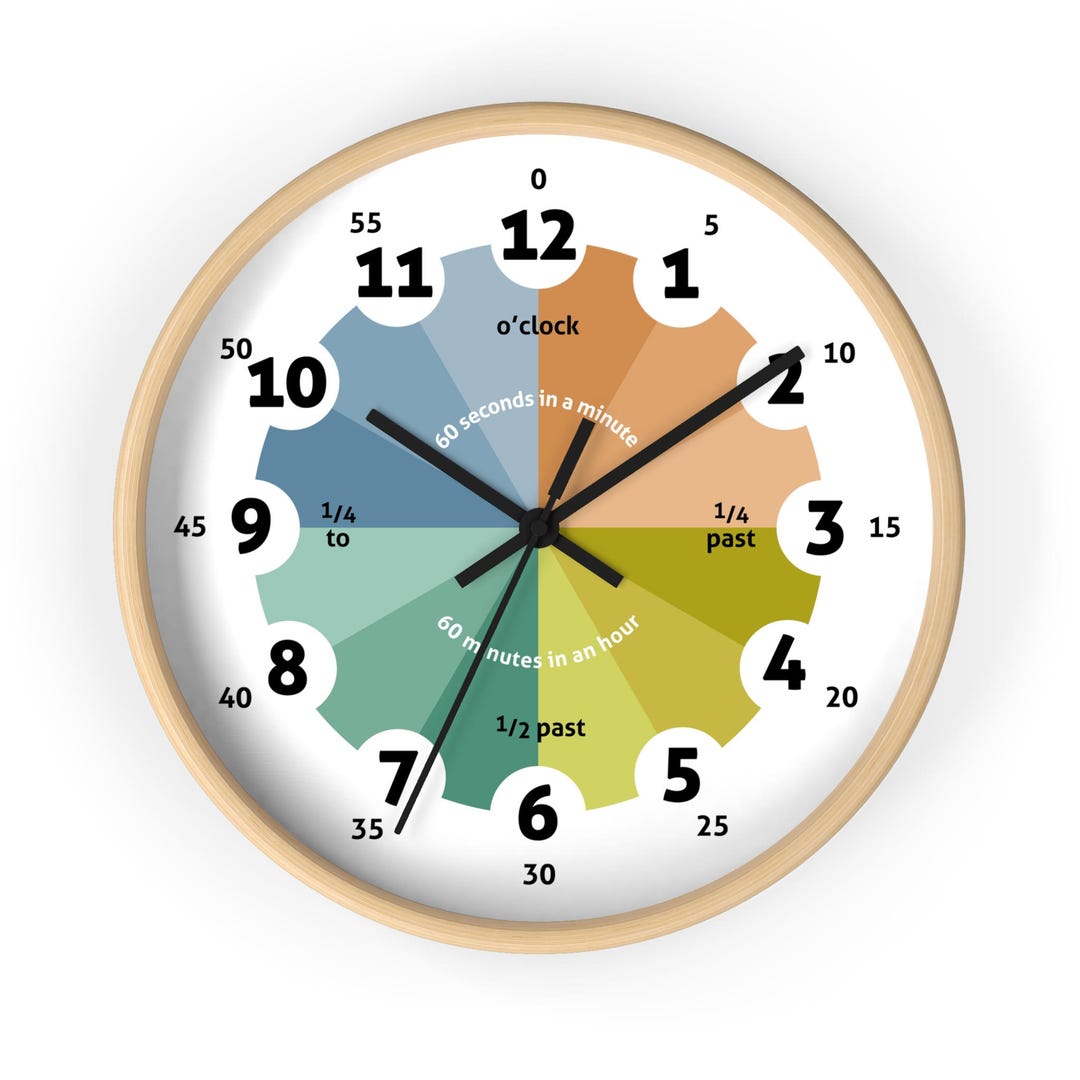 Kids Educational Wall Clock, Classroom Nursery School Playroom Decor ...