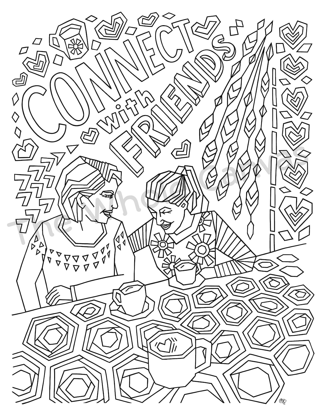 Connect With Friends Coloring Page Downloadable Wall Art - Etsy