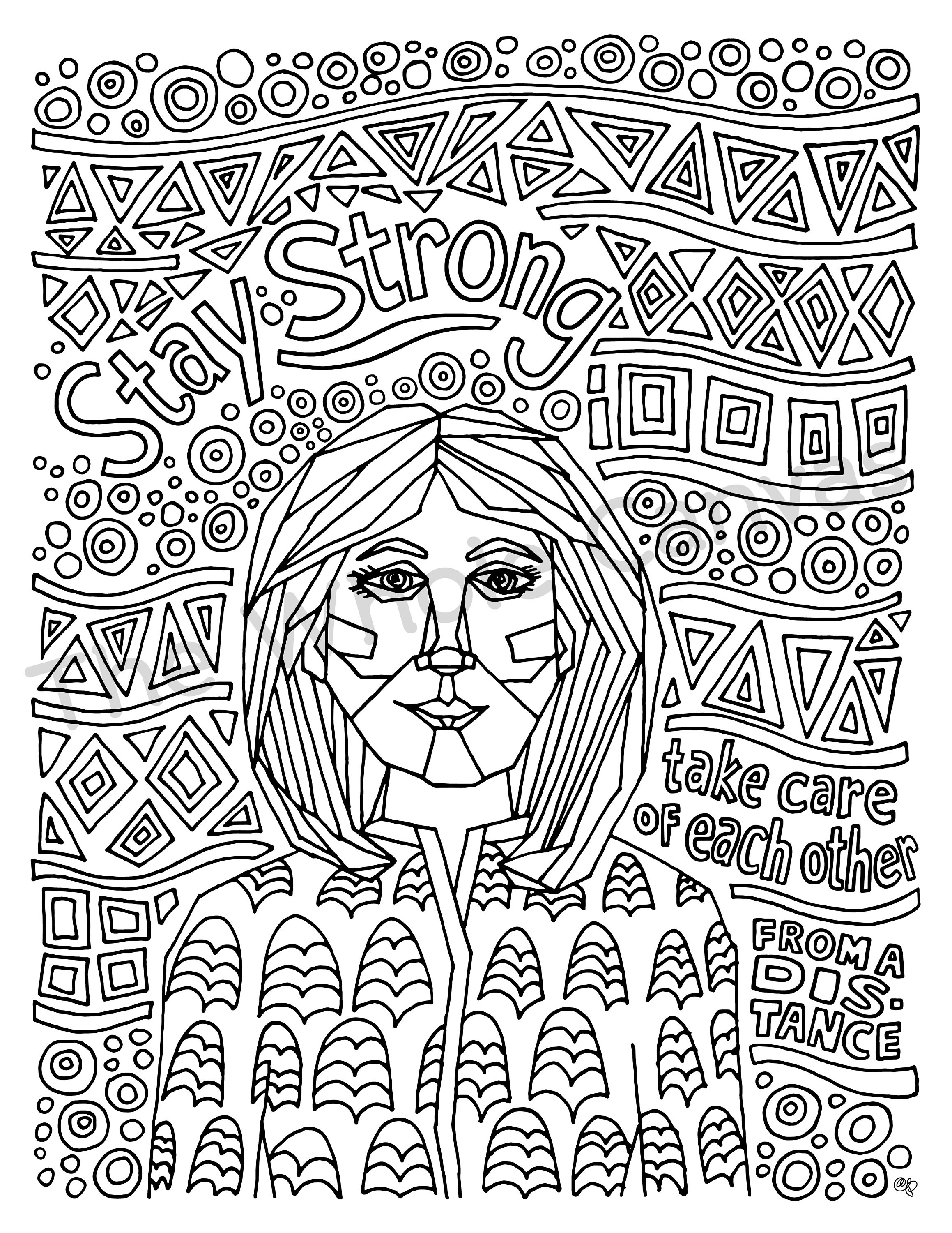 Stay Strong Coloring Page Downloadable Print for Wall Decor and Stress ...