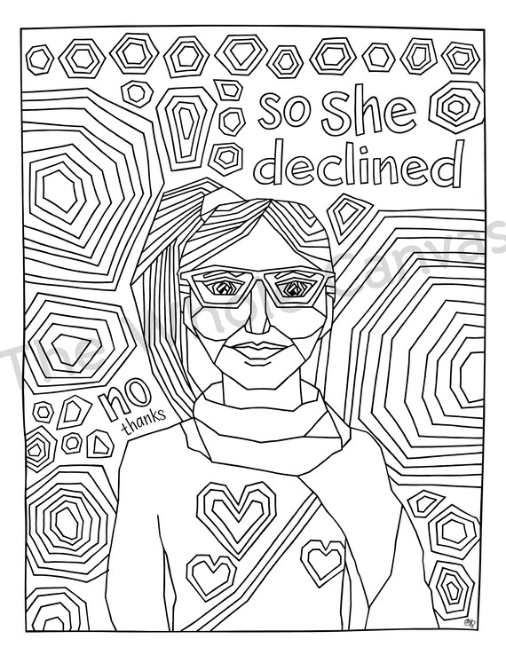 So She Declined Coloring Page Downloadable Print for | Etsy