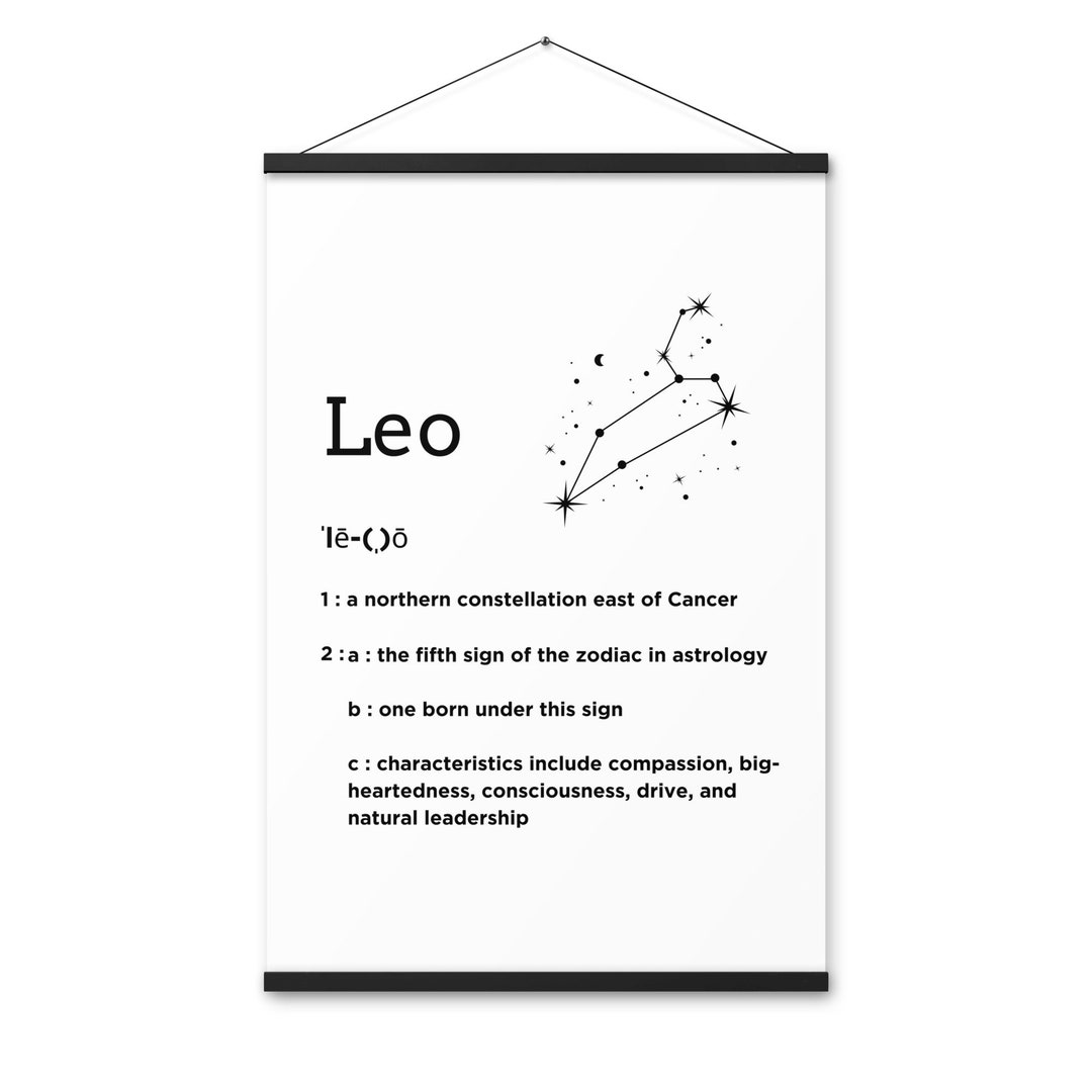 Leo Definition Poster Wall Hanging With Hangers | Astrology Decor ...