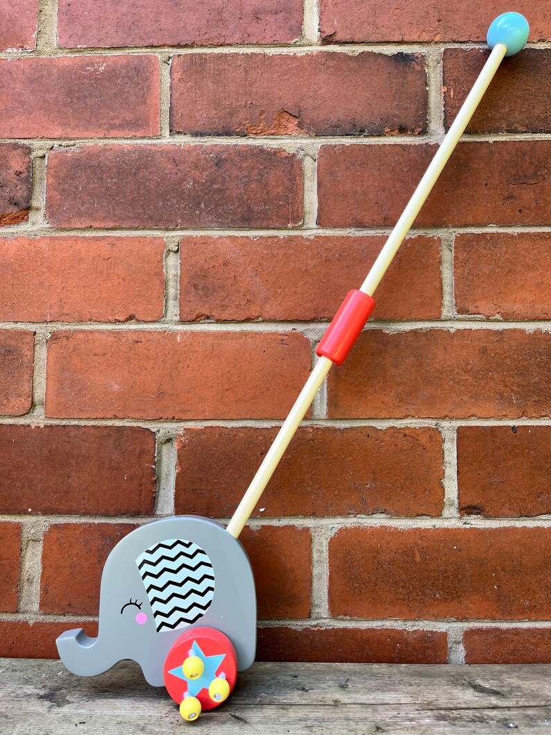 Tinkietoys FSC Wooden Toy Elephant PUSH ALONG Safari Animals - Etsy