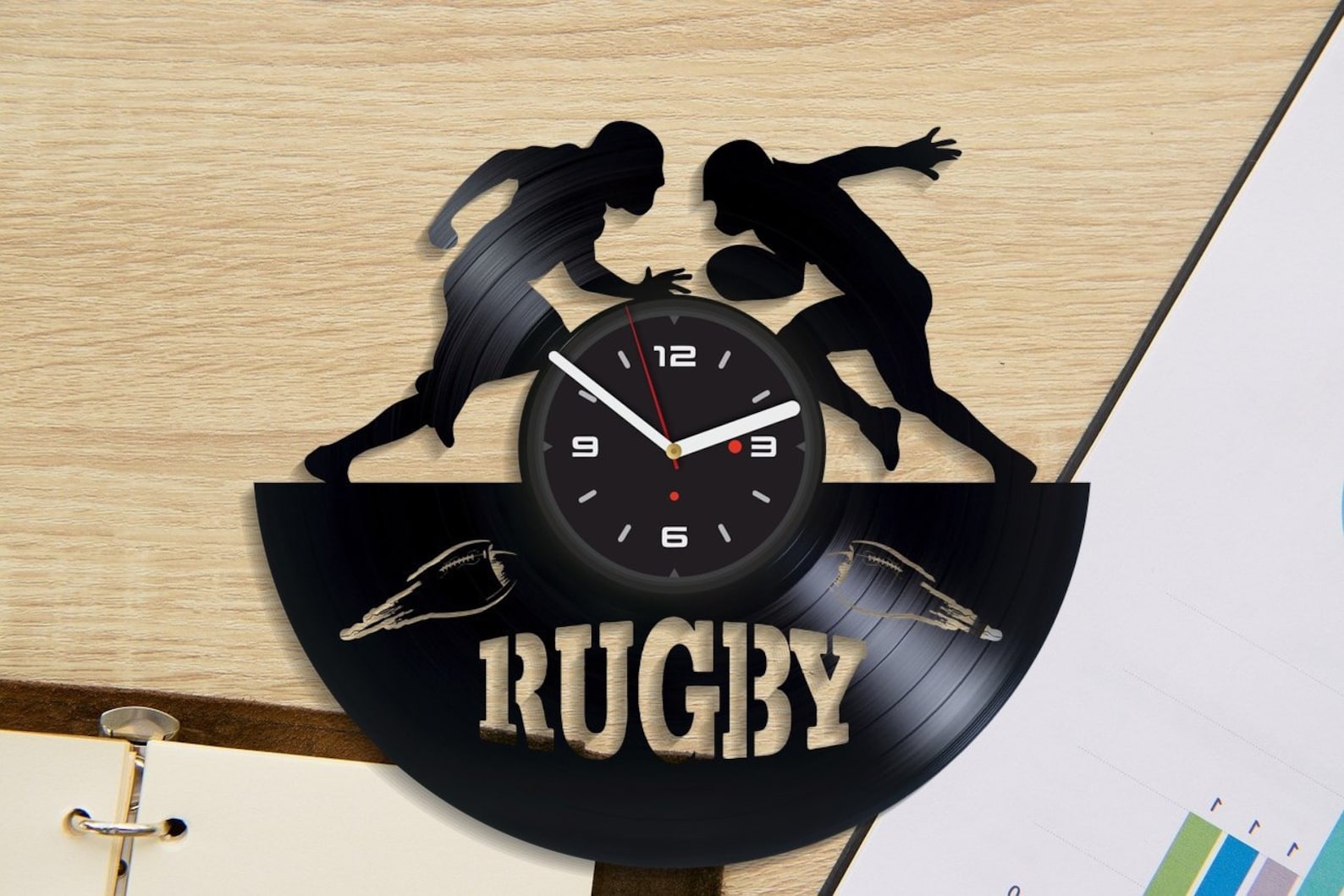 Vinil clock rugby wall clock vinyl art wall art christmass | Etsy