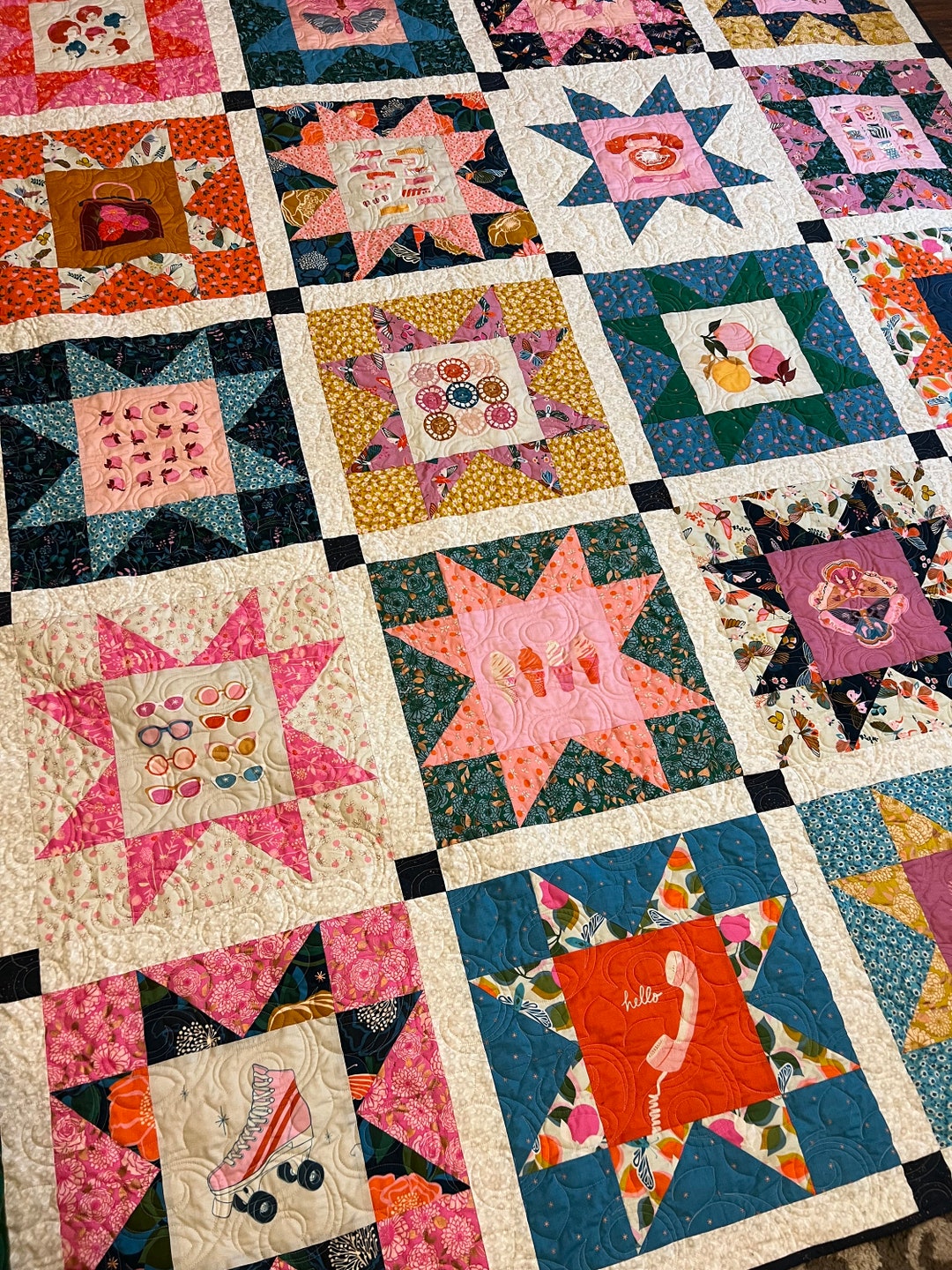 Ruby Star Society Stay Gold Panel Quilt Finished Quilt - Etsy