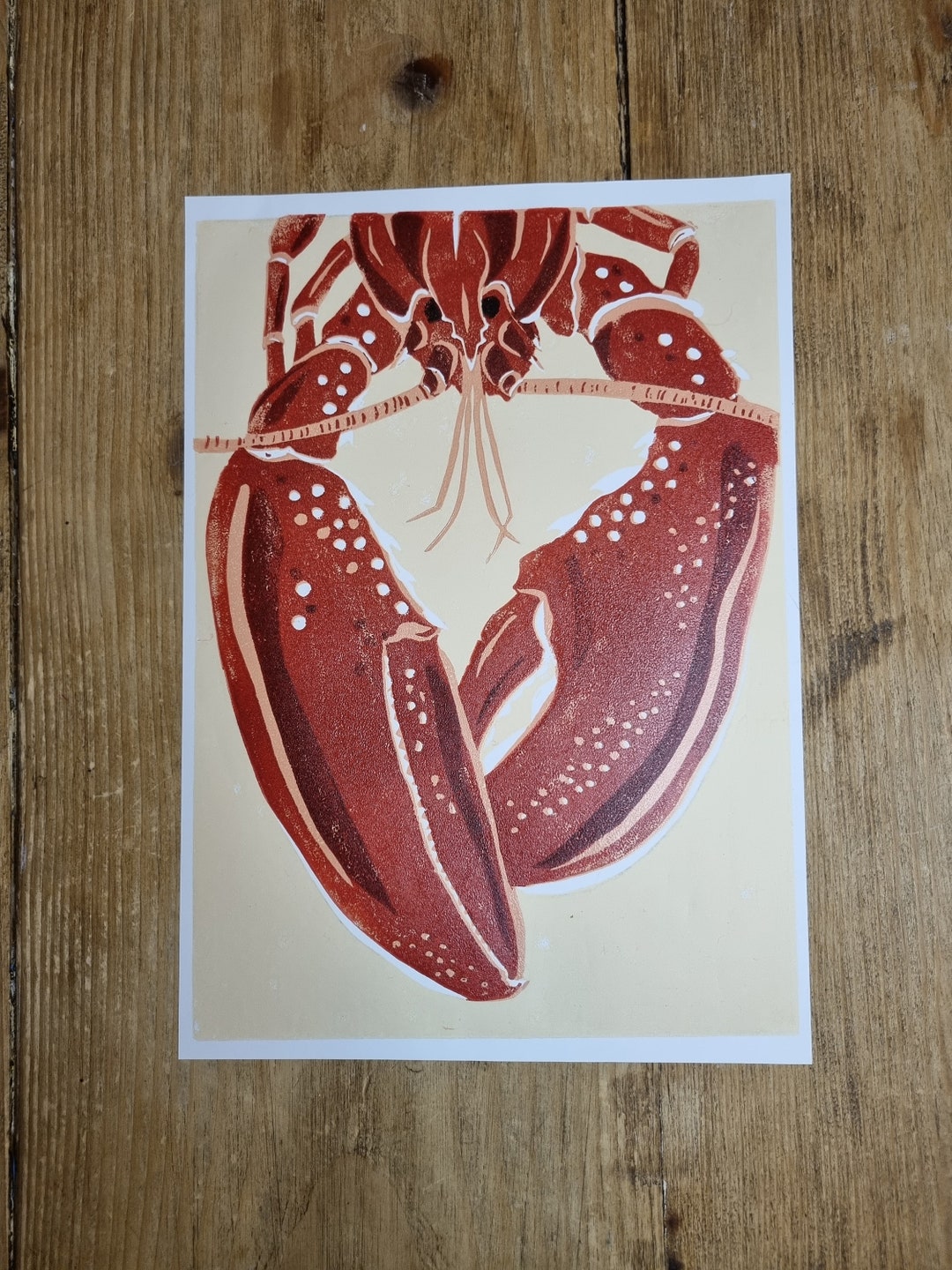 Lobster, Hand Printed Lino Print, A4 - Etsy