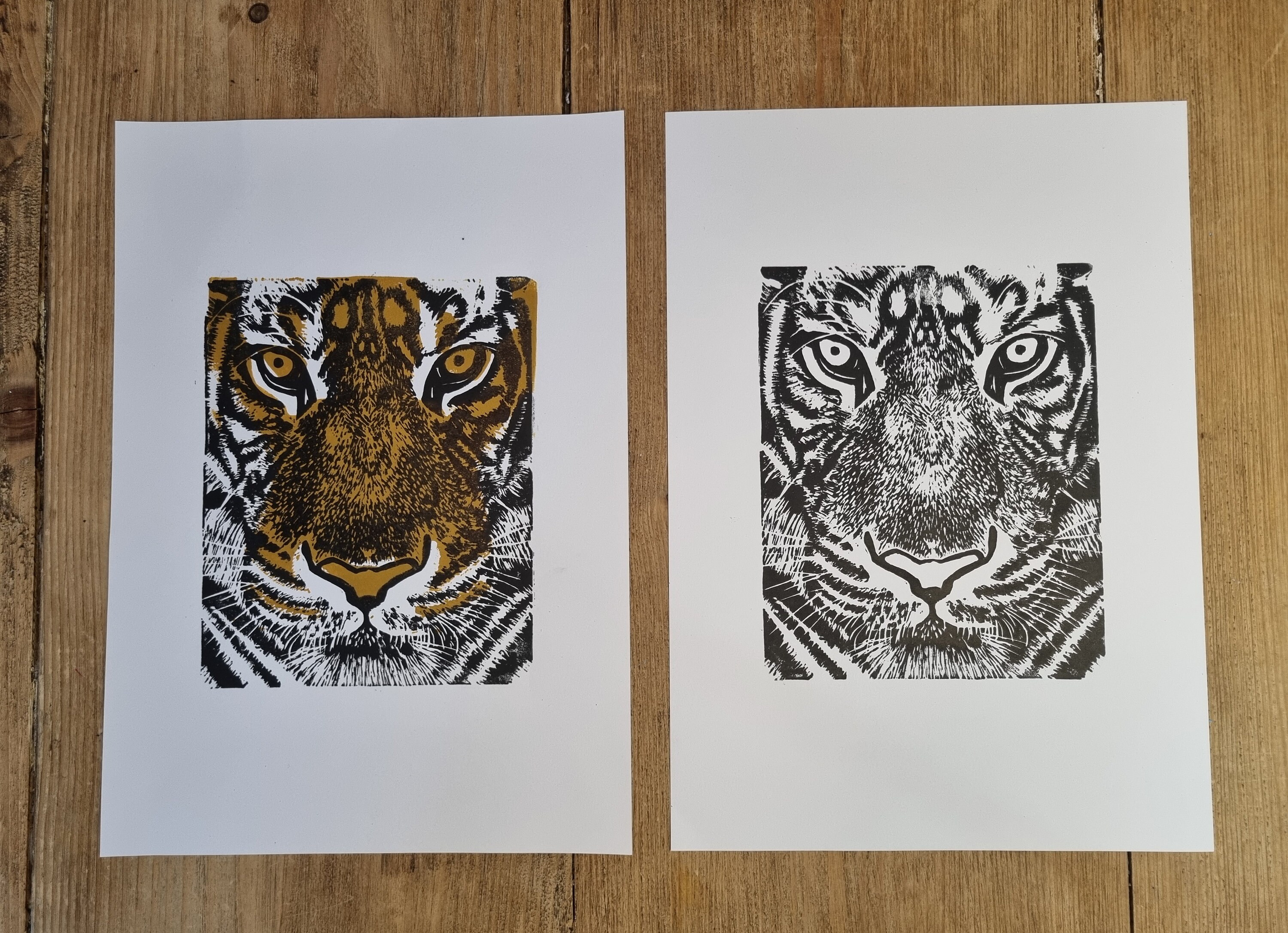 Tiger, Hand Printed Original Lino Print, A4 - Etsy