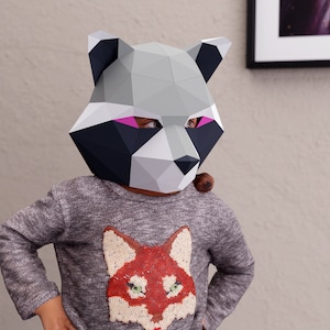 Raccoon DIY Papercraft Mask, Cosplay Mask Pattern, Therian Animal Mask ...