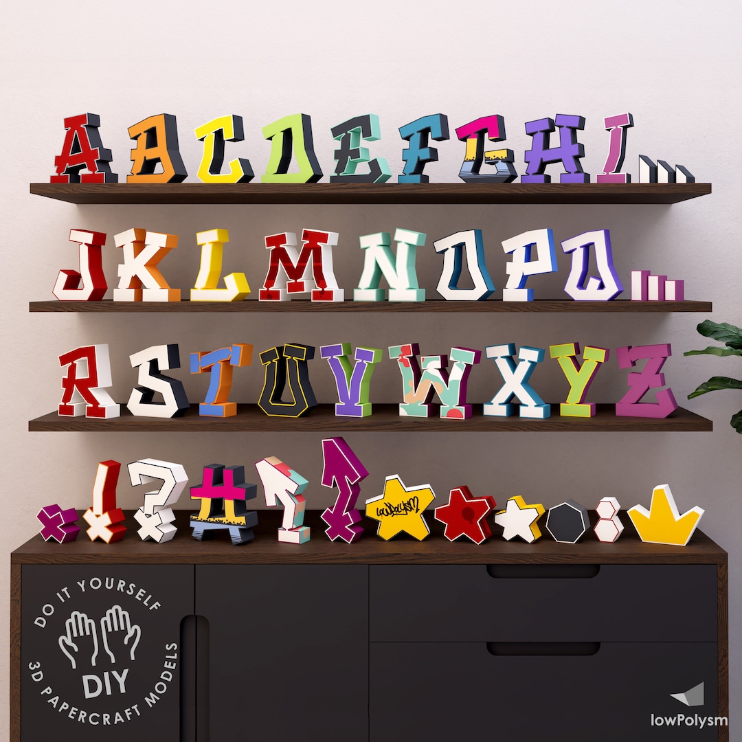 Graffiti 3D Letters Template, DIY Paper Letter, Papercraft 3D Letters ...