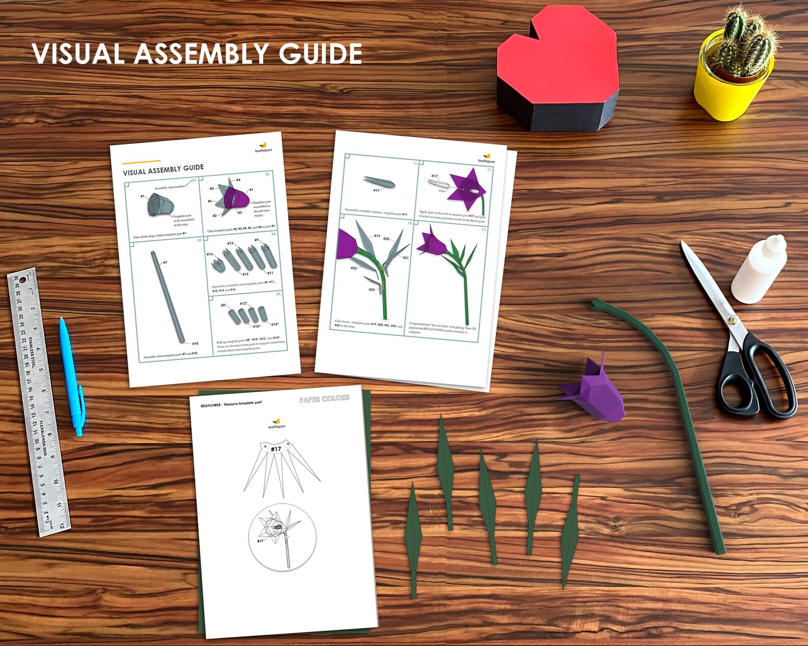 DIY Bellflower Paper Flower Papercraft 3D Flowers Low Poly - Etsy