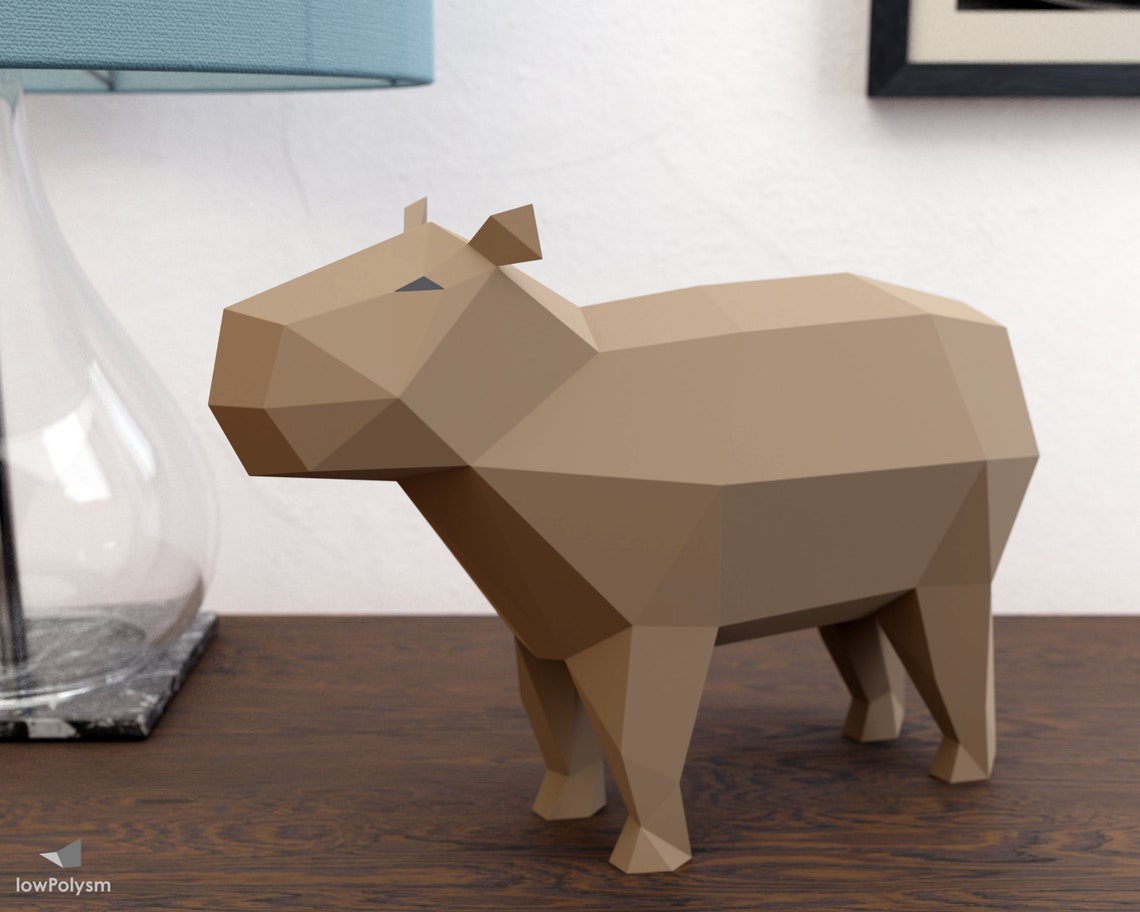 Papercraft Capybara Lowpoly Animal Sculpture 3d Paper Craft | Etsy