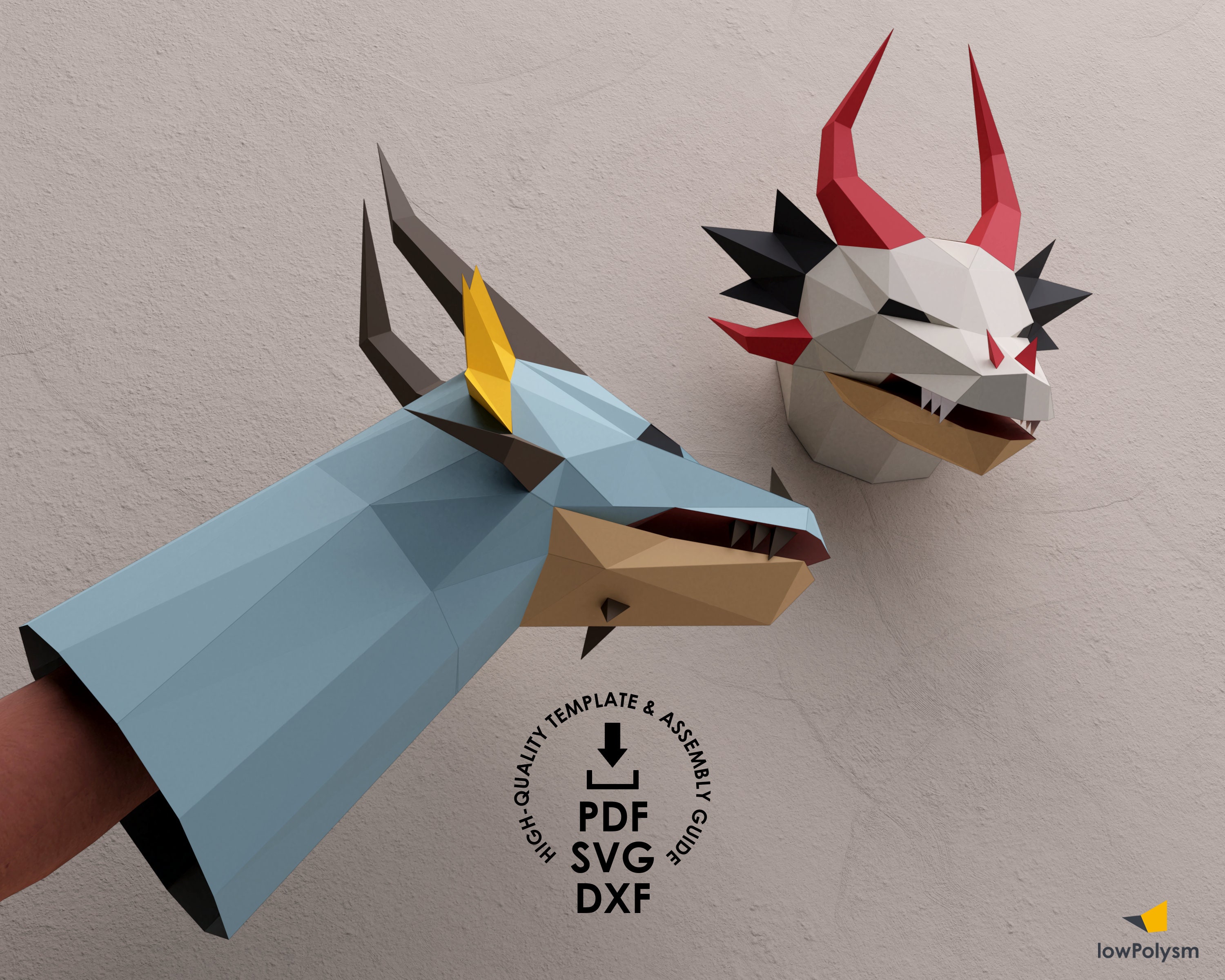 Dragon Low Poly Papercraft Dragon Puppet Diy Craft Dragon - Etsy Australia