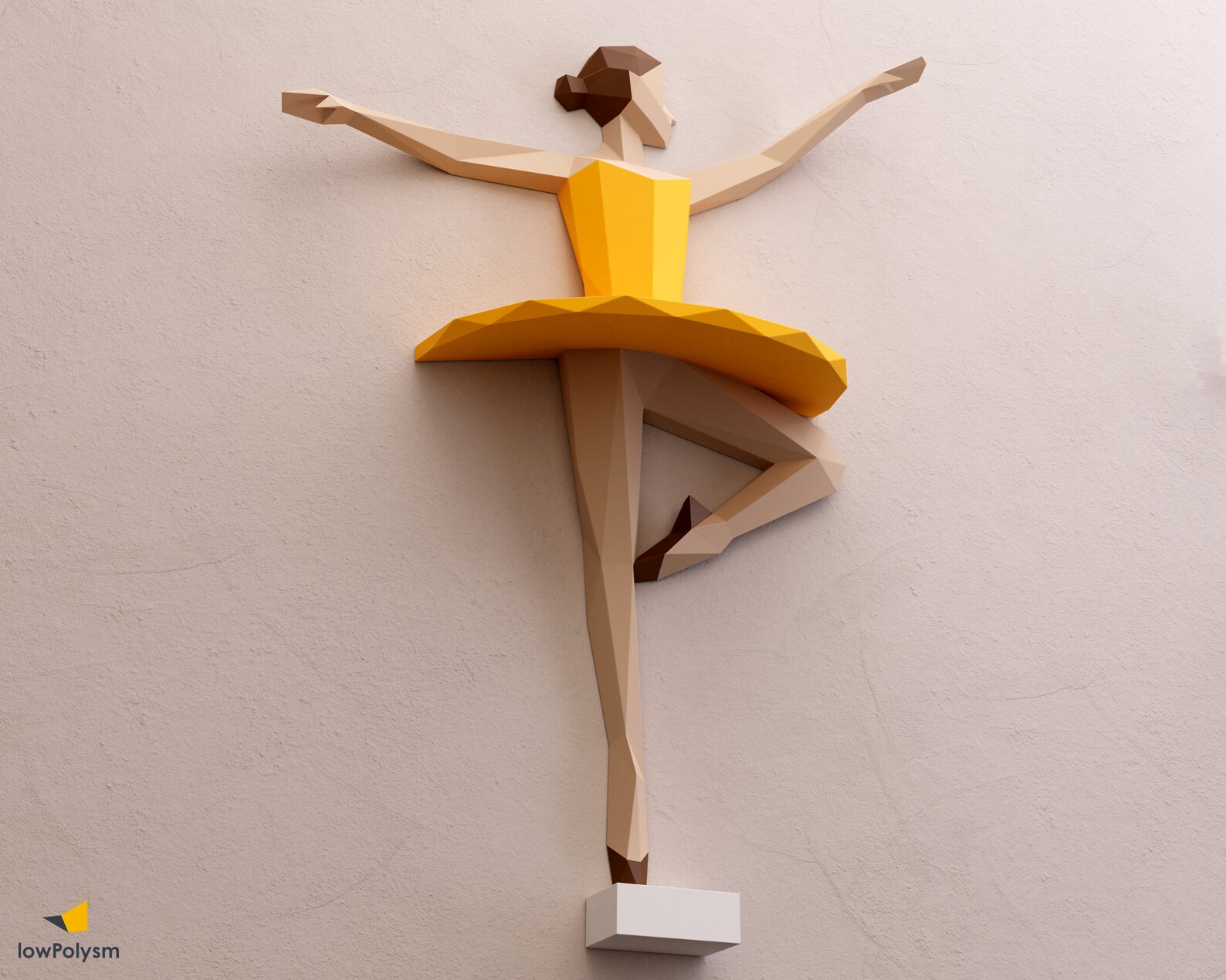 Ballerina Papercraft 3D Wall Decor Sculpture, Low Poly Ballerina Wall ...