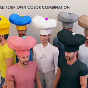 DIY Chefs Hat Printable Low Poly Chef Hat Papercraft 3D Cook - Etsy Canada