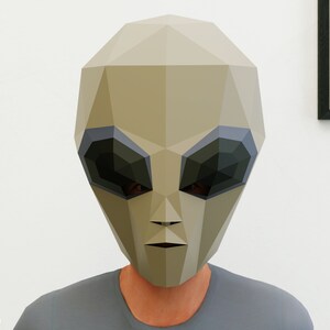 Alien Mask Template DIY Printable Mask, Papercraft 3D Template, Low ...