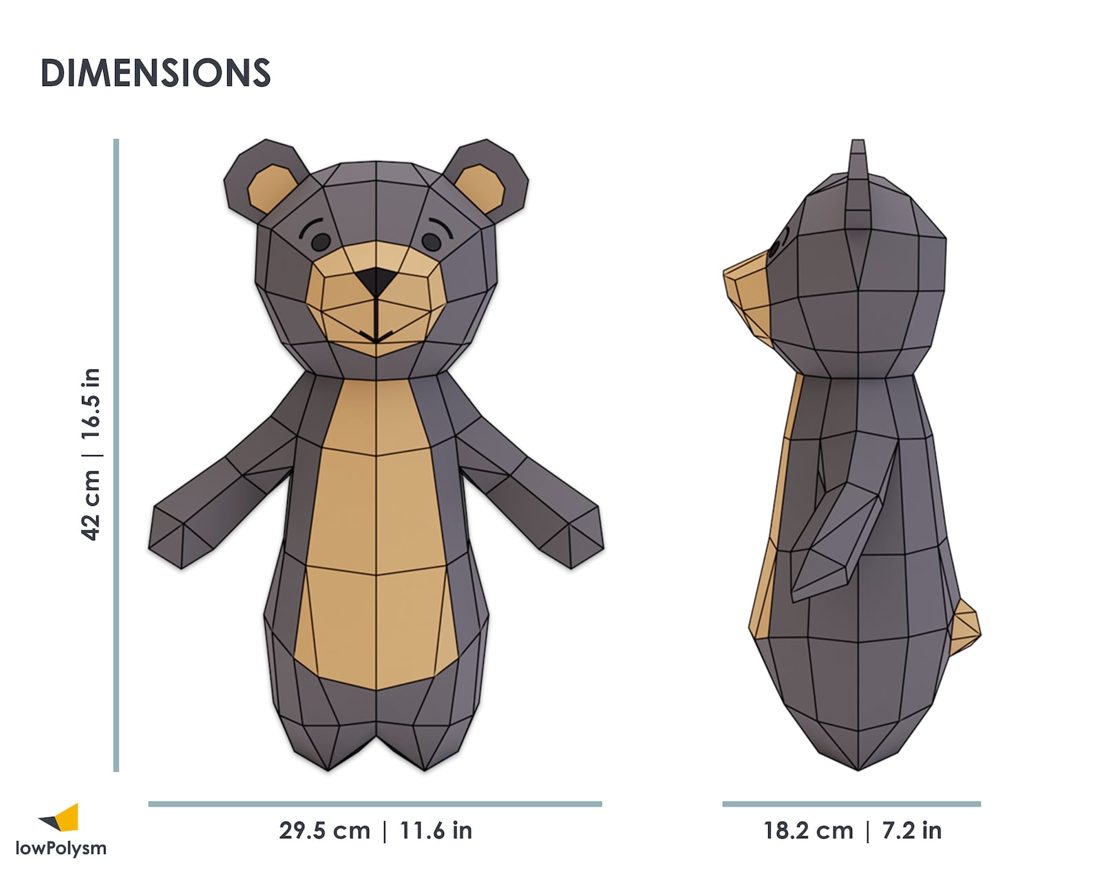 Teddy Bear Papercraft Low Poly 3D Paper Bear, DIY Craft Kit, Teddy Bear ...