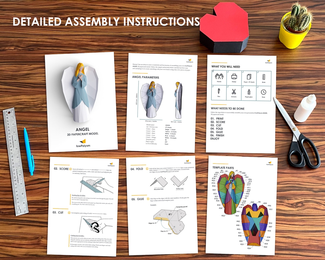 Angel With Wings Papercraft 3d Wall Sculpture DIY Printable | Etsy