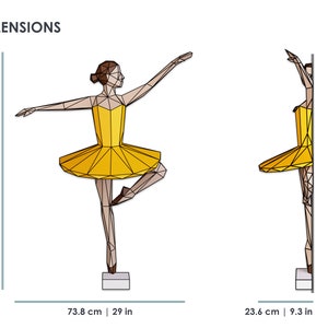 Ballerina Papercraft 3D Wall Decor Sculpture, Low Poly Ballerina Wall ...