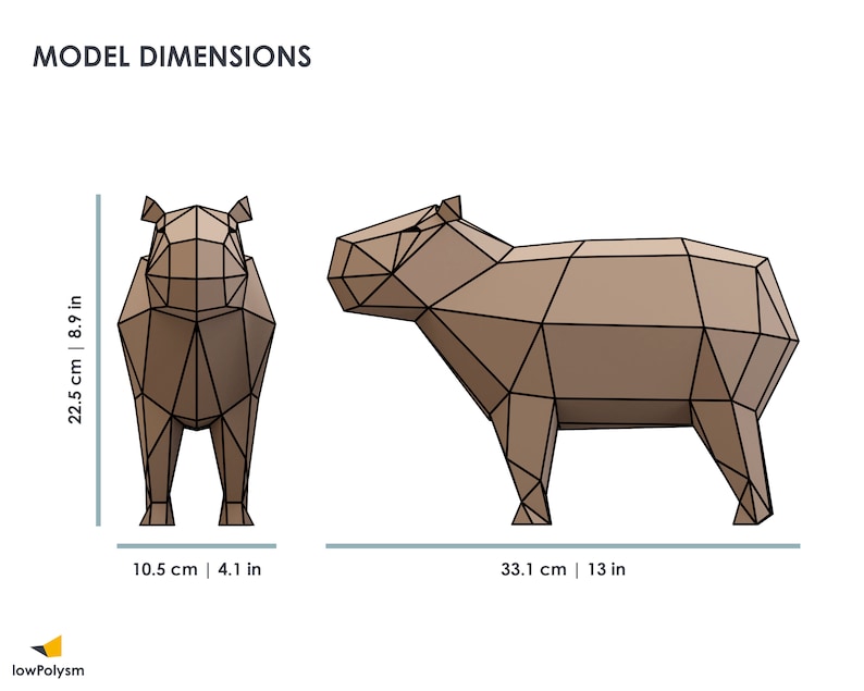 Papercraft Capybara Lowpoly Animal Sculpture 3d Paper Craft | Etsy