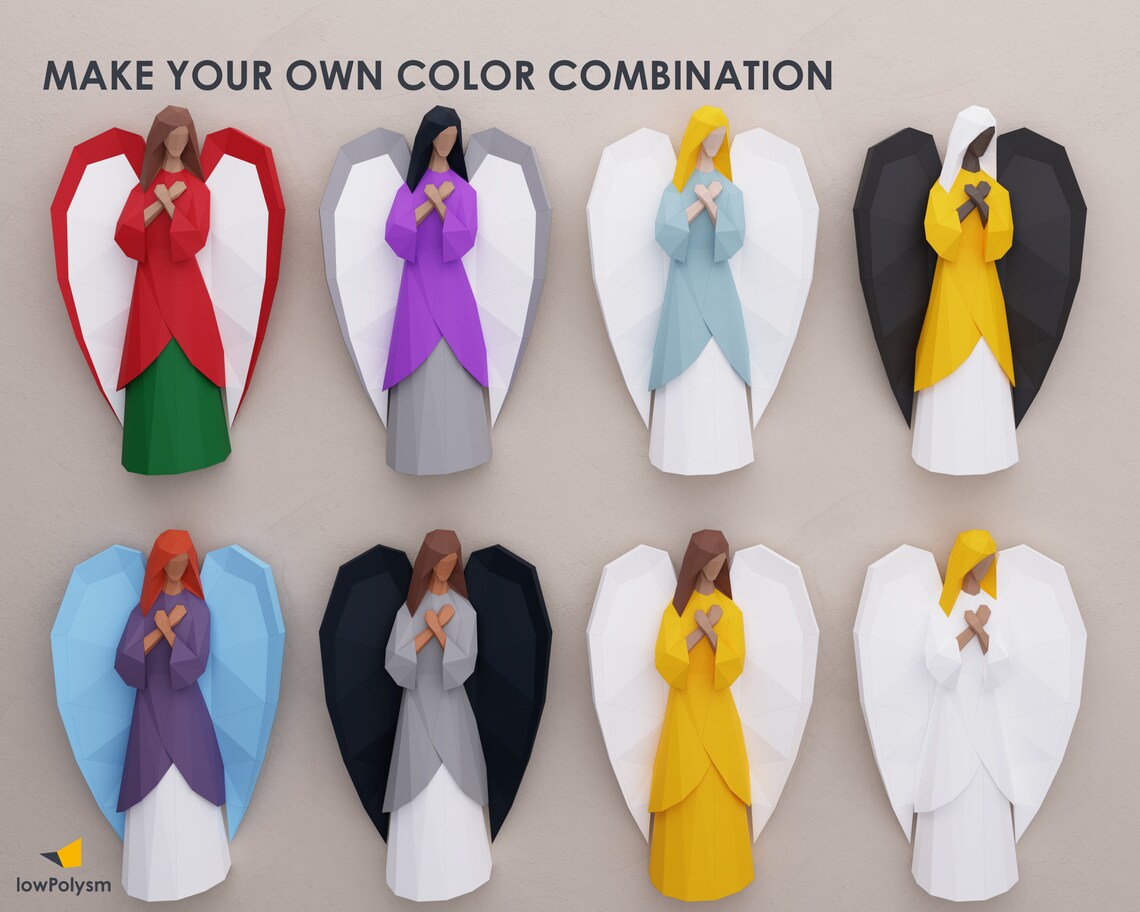 Angel With Wings Papercraft 3d Wall Sculpture DIY Printable | Etsy