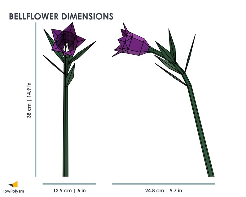 DIY Bellflower Paper Flower Papercraft 3D Flowers Low Poly | Etsy