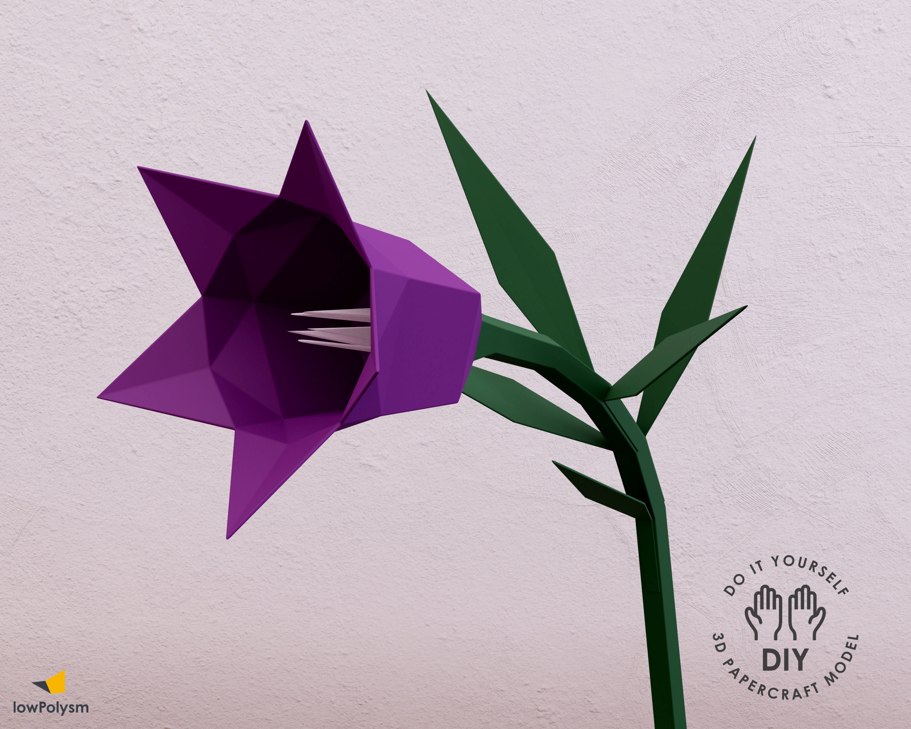 DIY Bellflower Paper Flower, Papercraft 3D Flowers, Low Poly Bell ...