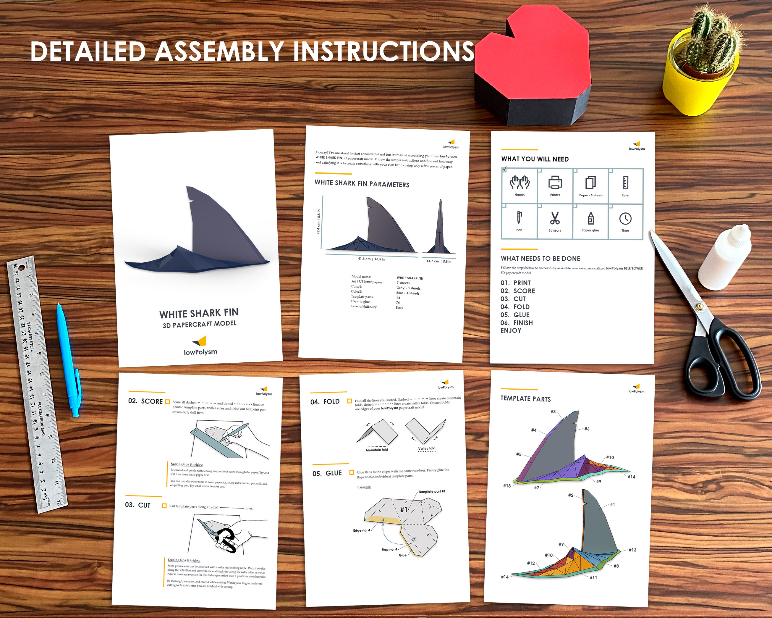 White Shark Fin Papercraft 3D Shark Fin Paper Sculpture Fin | Etsy