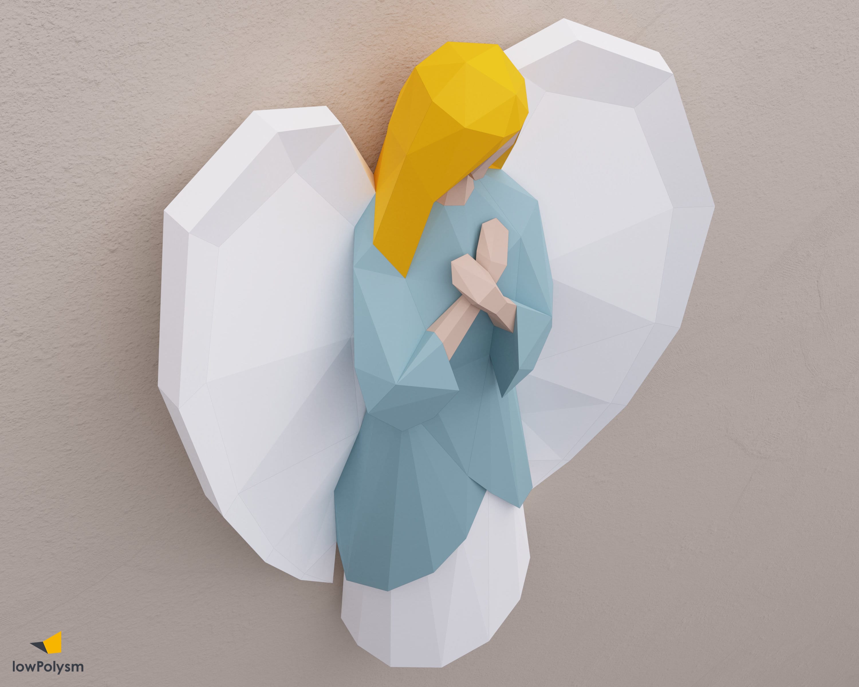 Angel With Wings Papercraft 3d Wall Sculpture DIY Printable | Etsy
