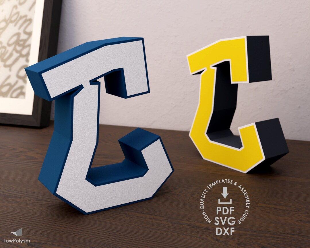 Graffiti 3d Letter C DXF PDF SVG Template Files, Papercraft 3d Model ...
