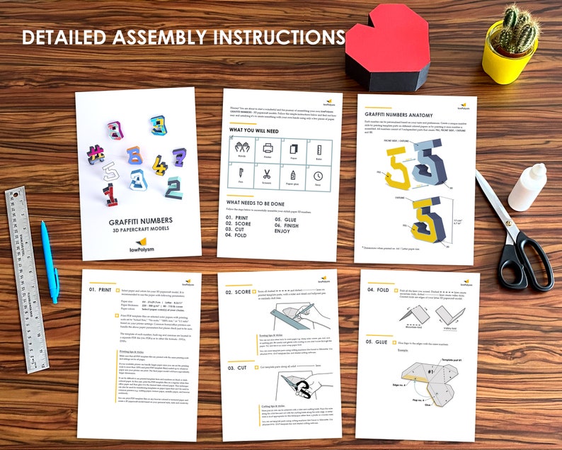 Graffiti 3D Numbers Template PDF DXF SVG Patterns, Diy Paper Number ...