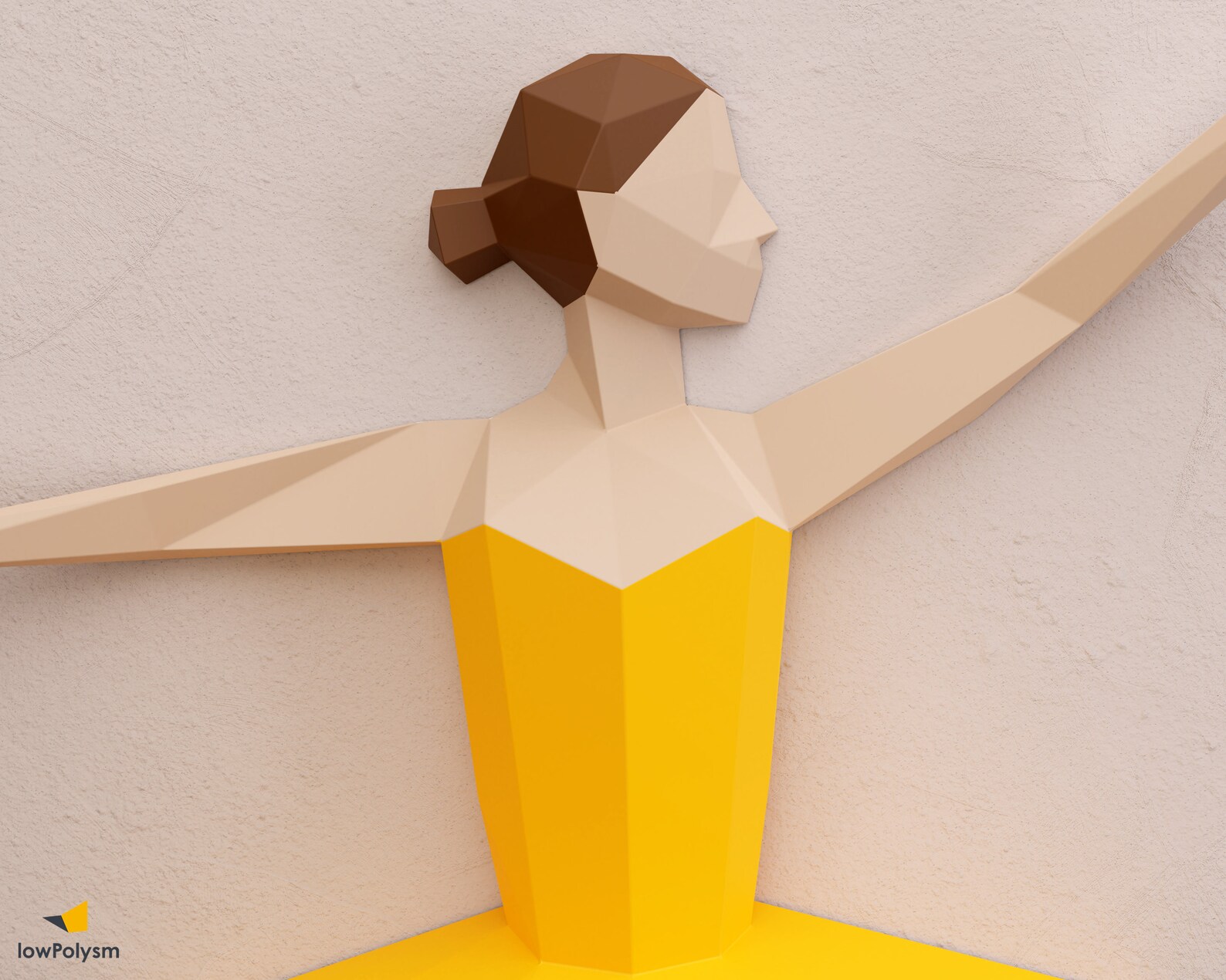 Ballerina Papercraft 3D Wall Decor Sculpture, Low Poly Ballerina Wall ...