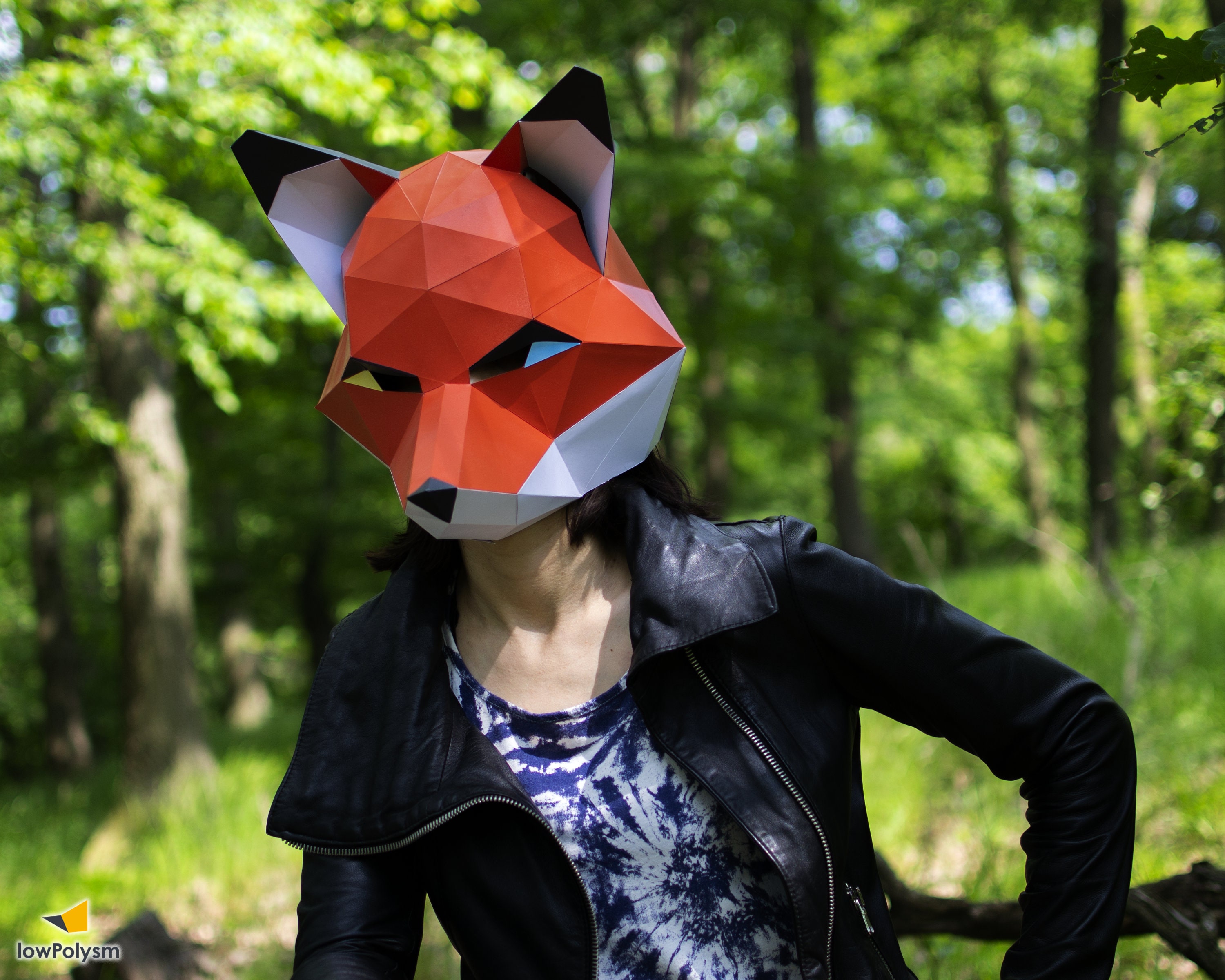 3D Papercraft Fox Mask: Low Poly Full & Half Mask Templates (PDF, SVG ...