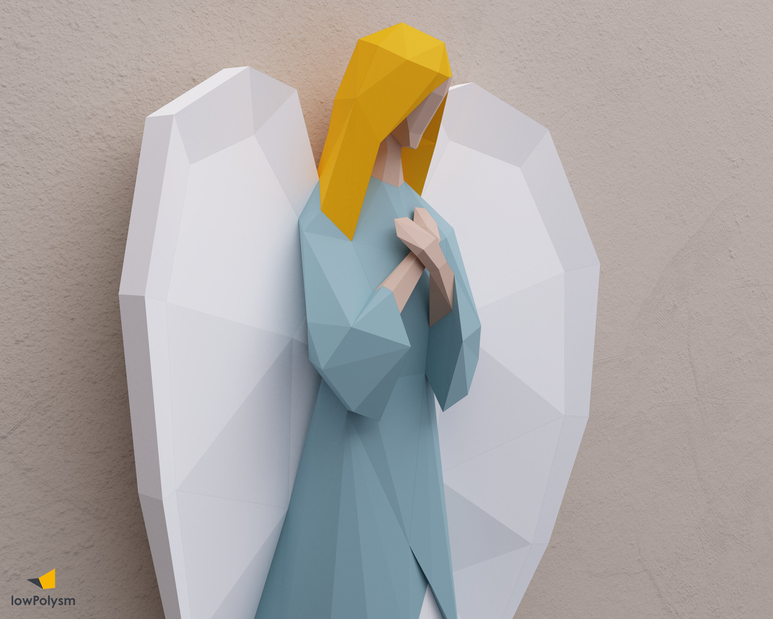 Angel With Wings Papercraft 3d Wall Sculpture DIY Printable | Etsy
