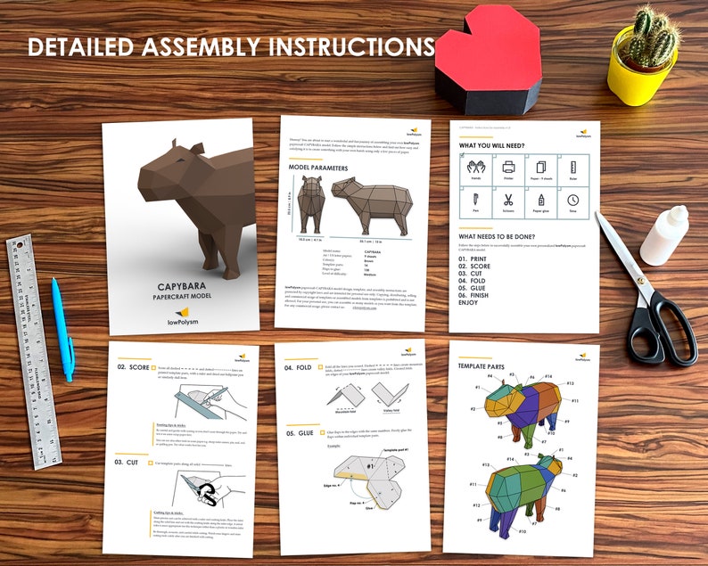 Papercraft Capybara Lowpoly Animal Sculpture - 3d Paper Craft Model ...