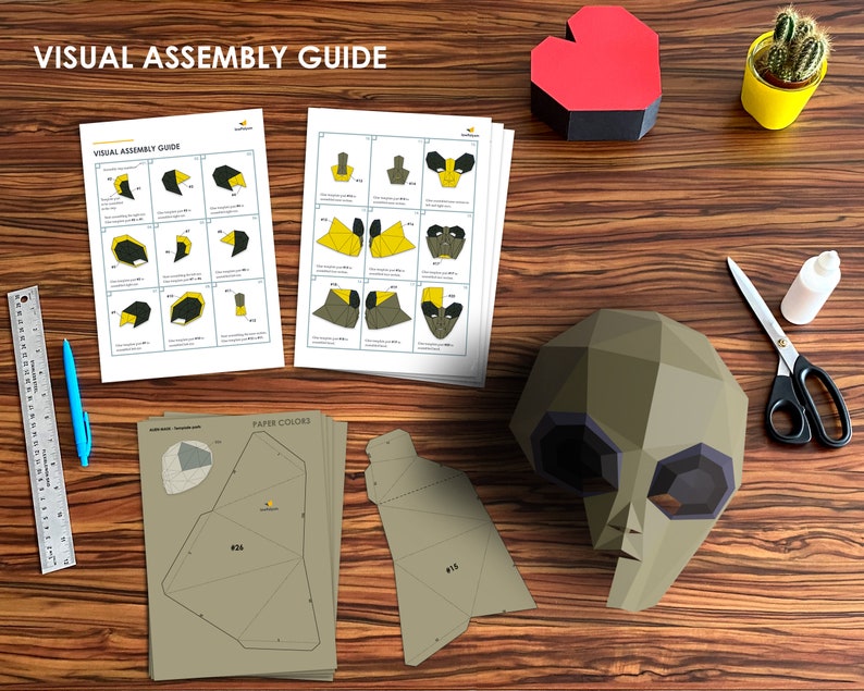 Alien Mask Template DIY Printable Mask Papercraft 3D - Etsy