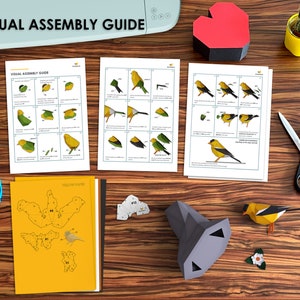 3D Papercraft Bird: American Goldfinch - Printable Low Poly Bird & Rock ...