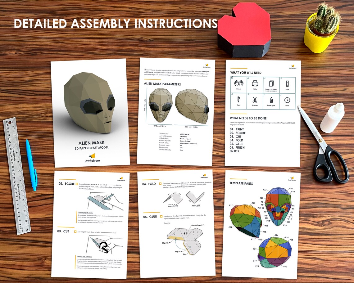 Alien Mask Template DIY Printable Mask Papercraft 3D - Etsy