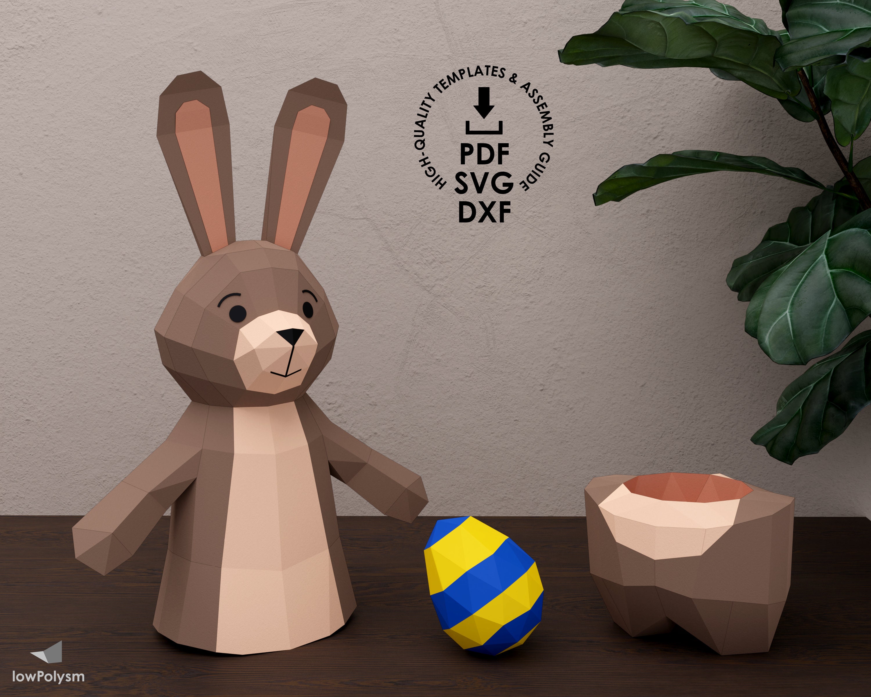 Paper 3d Bunny Papercraft Bunny Box Low Poly Easter Bunny | Etsy