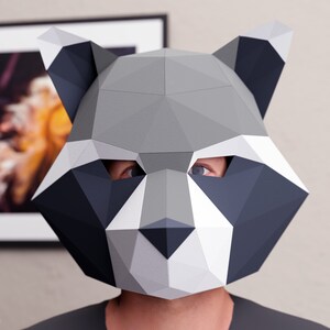 Raccoon DIY Papercraft Mask, Cosplay Mask Pattern, Therian Animal Mask ...