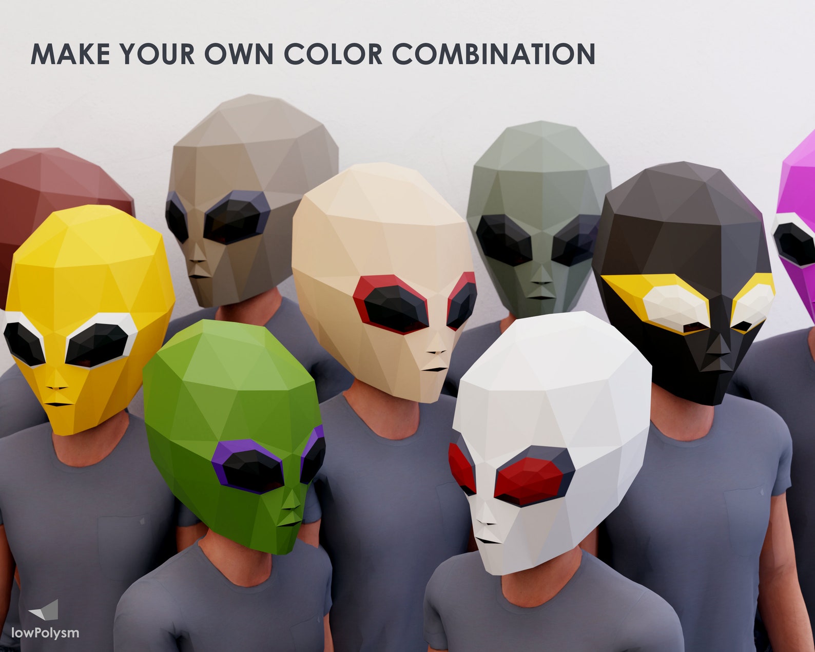 Alien Mask Template DIY Printable Mask Papercraft 3D - Etsy