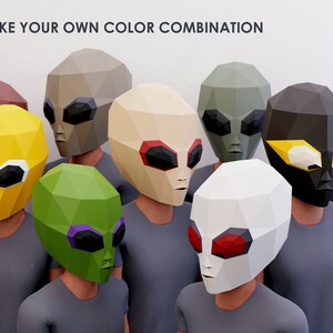Alien Mask Template DIY Printable Mask, Papercraft 3D Template, Low ...