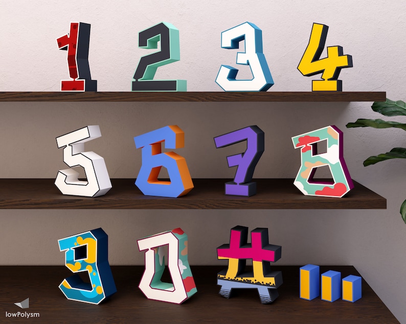 Graffiti 3D Numbers Template PDF DXF SVG Patterns, Diy Paper Number ...