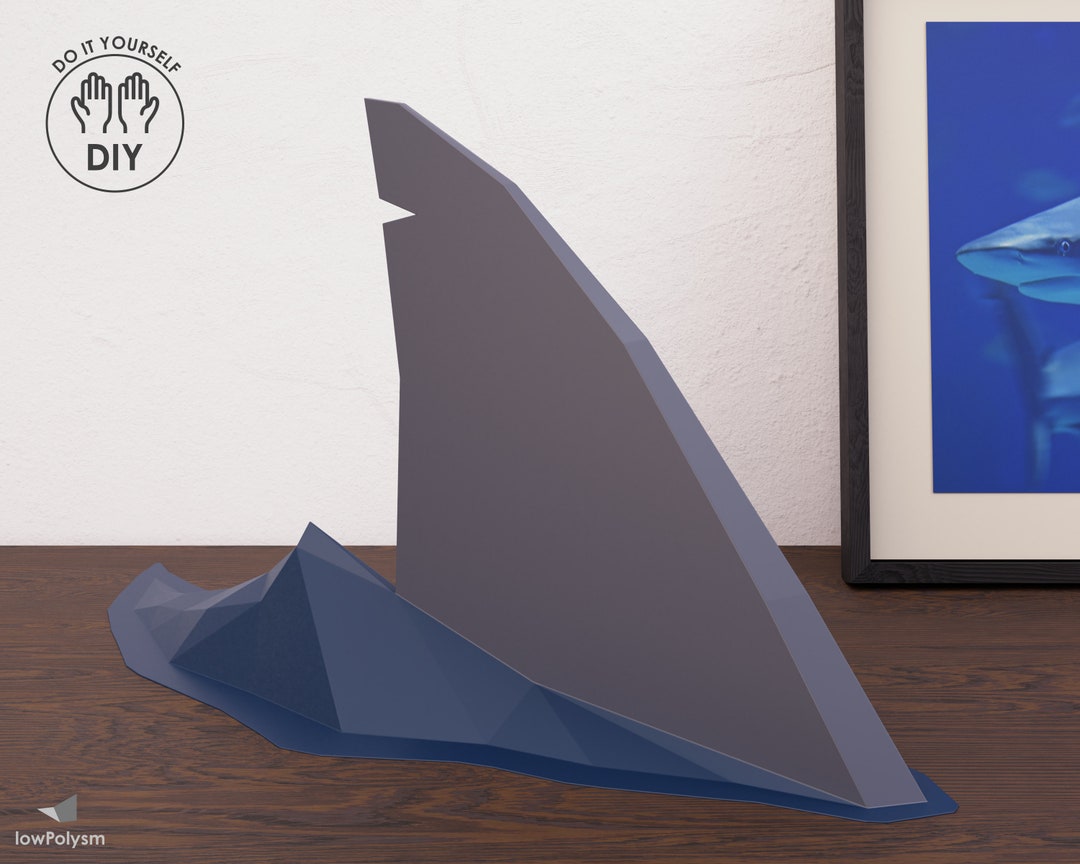 3D Shark Fin Papercraft: Low Poly Shark Sculpture (PDF Template) - Etsy