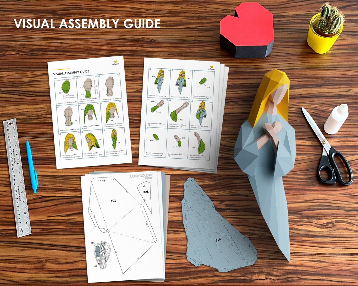 Angel With Wings Papercraft 3d Wall Sculpture DIY Printable | Etsy