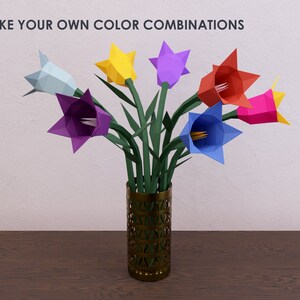DIY Bellflower Paper Flower, Papercraft 3D Flowers, Low Poly Bell ...
