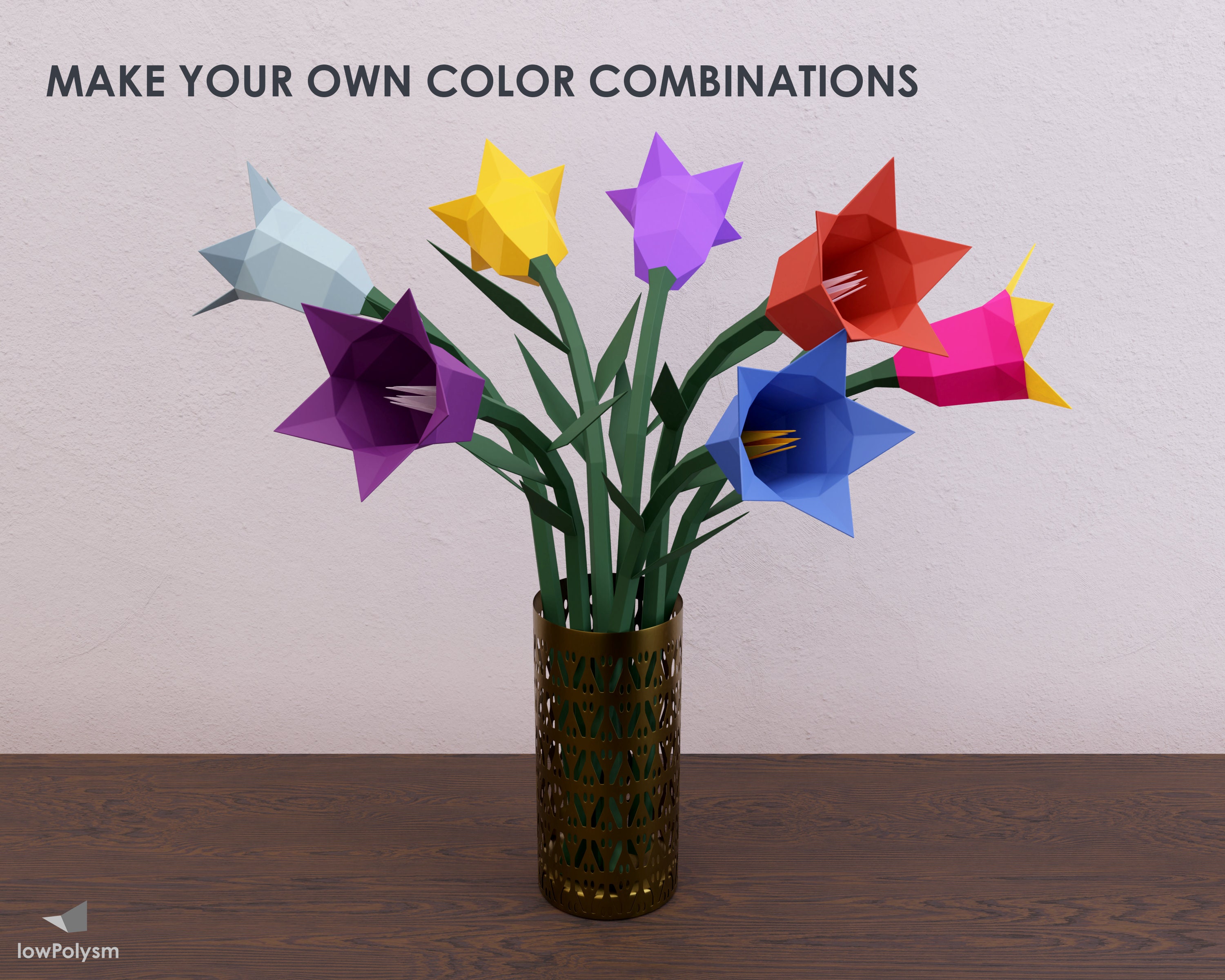 DIY Bellflower Paper Flower, Papercraft 3D Flowers, Low Poly Bell ...