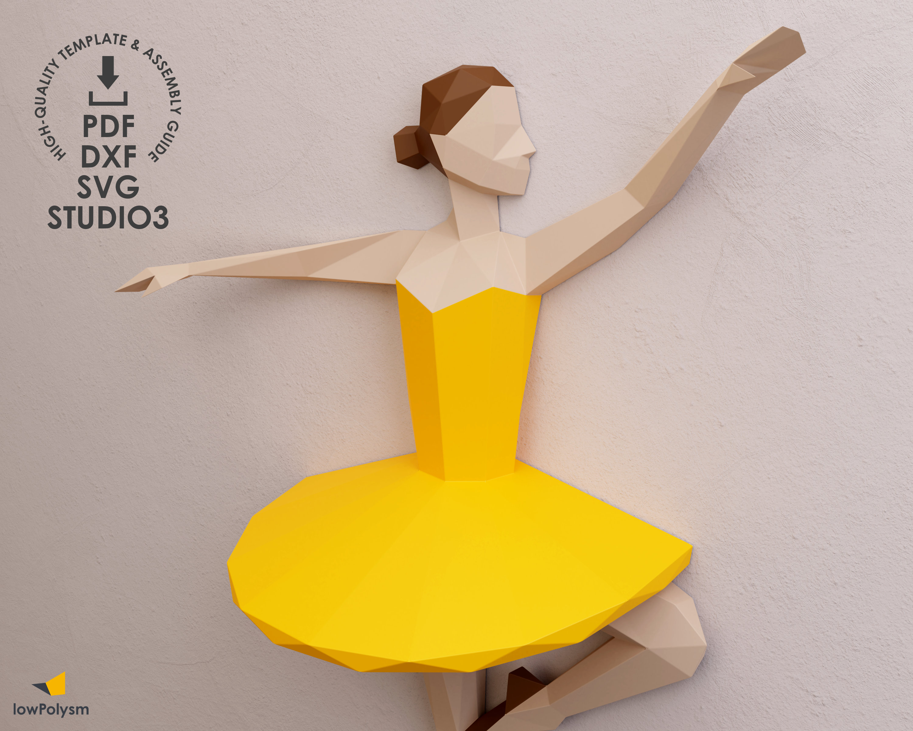 Ballerina Papercraft 3D Wall Decor Sculpture Low Poly - Etsy Finland